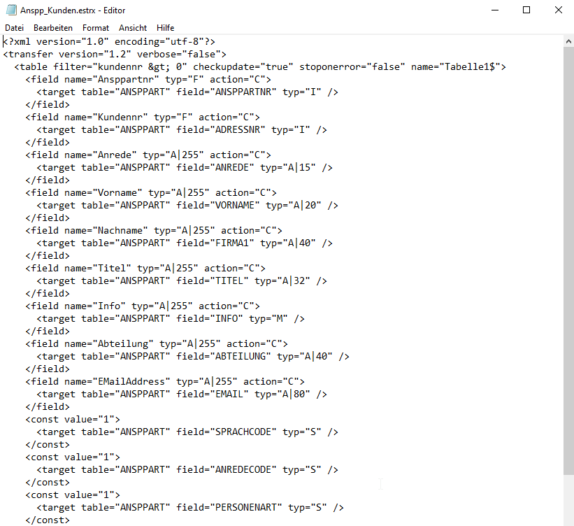 XML Format Description